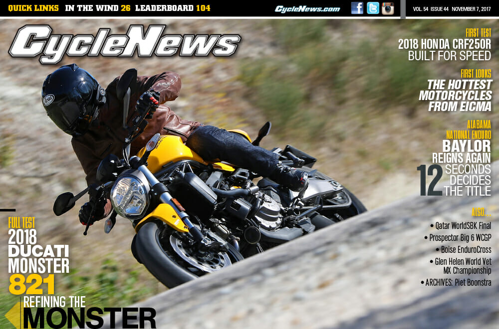 Cycle News Magazine #44: 2018 Ducati Monster 821 & Honda CRF250 Tests ...