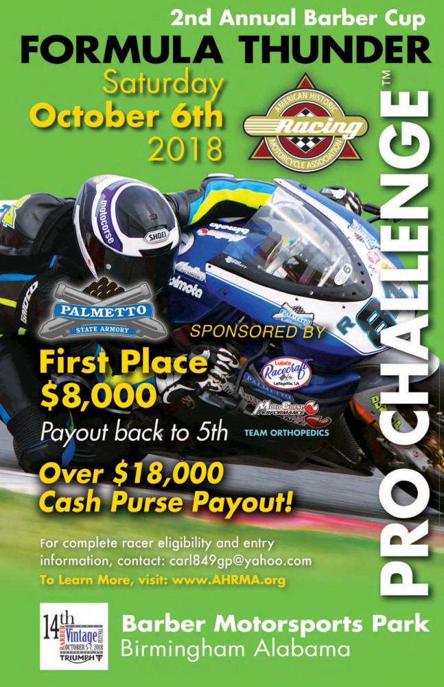 $18,000 Purse for AHRMA Barber Cup Pro Challenge - Cycle News