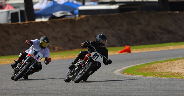 AHRMA Barber Handshift Shootout Harleys vs. Indians - Cycle News