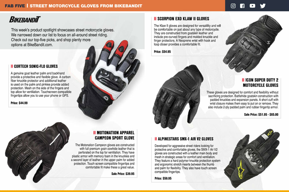 Five Street Motorcycle Glove Options from BikeBandit - Cycle News