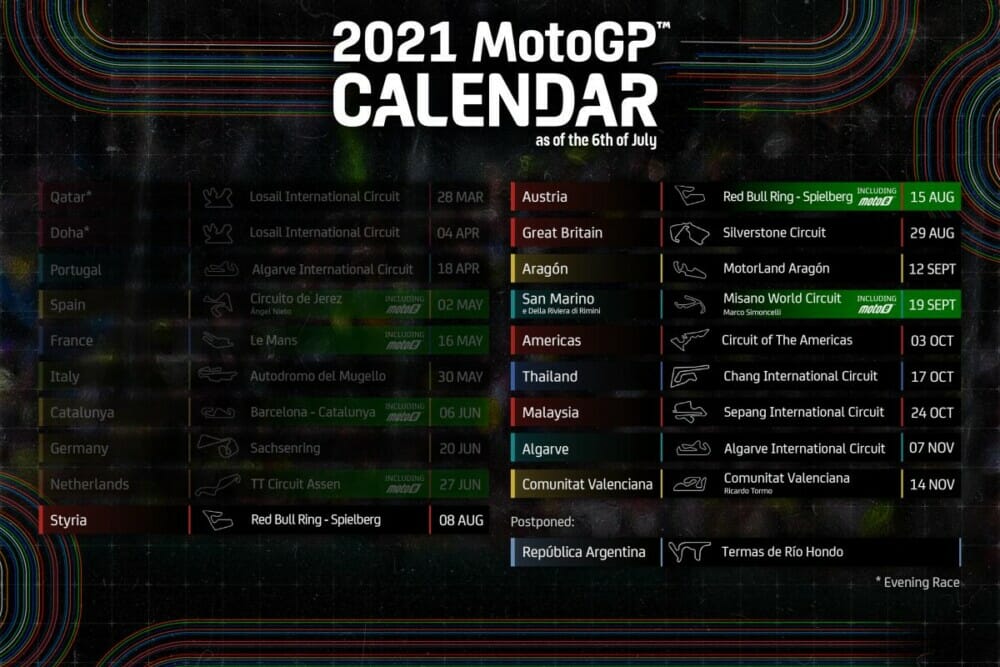 2021 MotoGP Schedule (Updated) - Cycle News