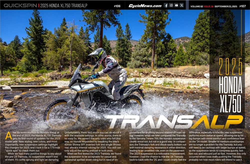 2025 Honda XL750 Transalp Review - Cycle News