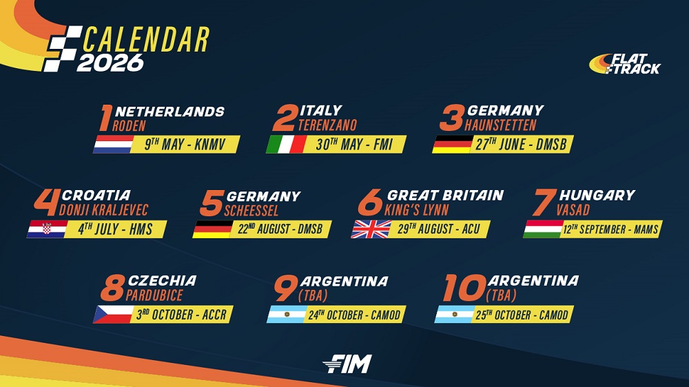 2026 FIM Flat Track World Championship Calendar - Cycle News