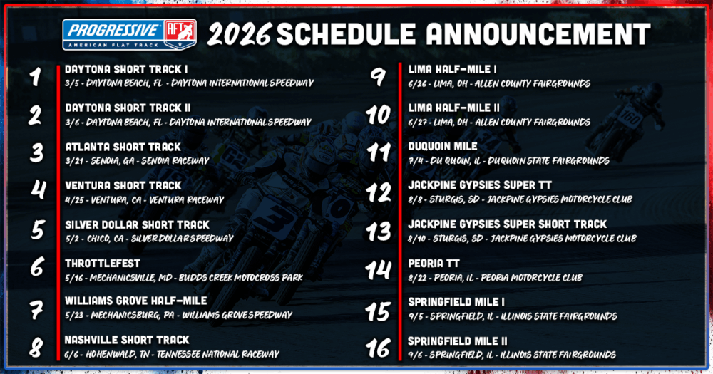 2026 American Flat Track Calendar - Cycle News