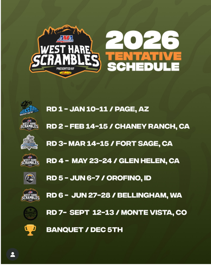2026 AMA West Hare Scrambles Calendar - Cycle News